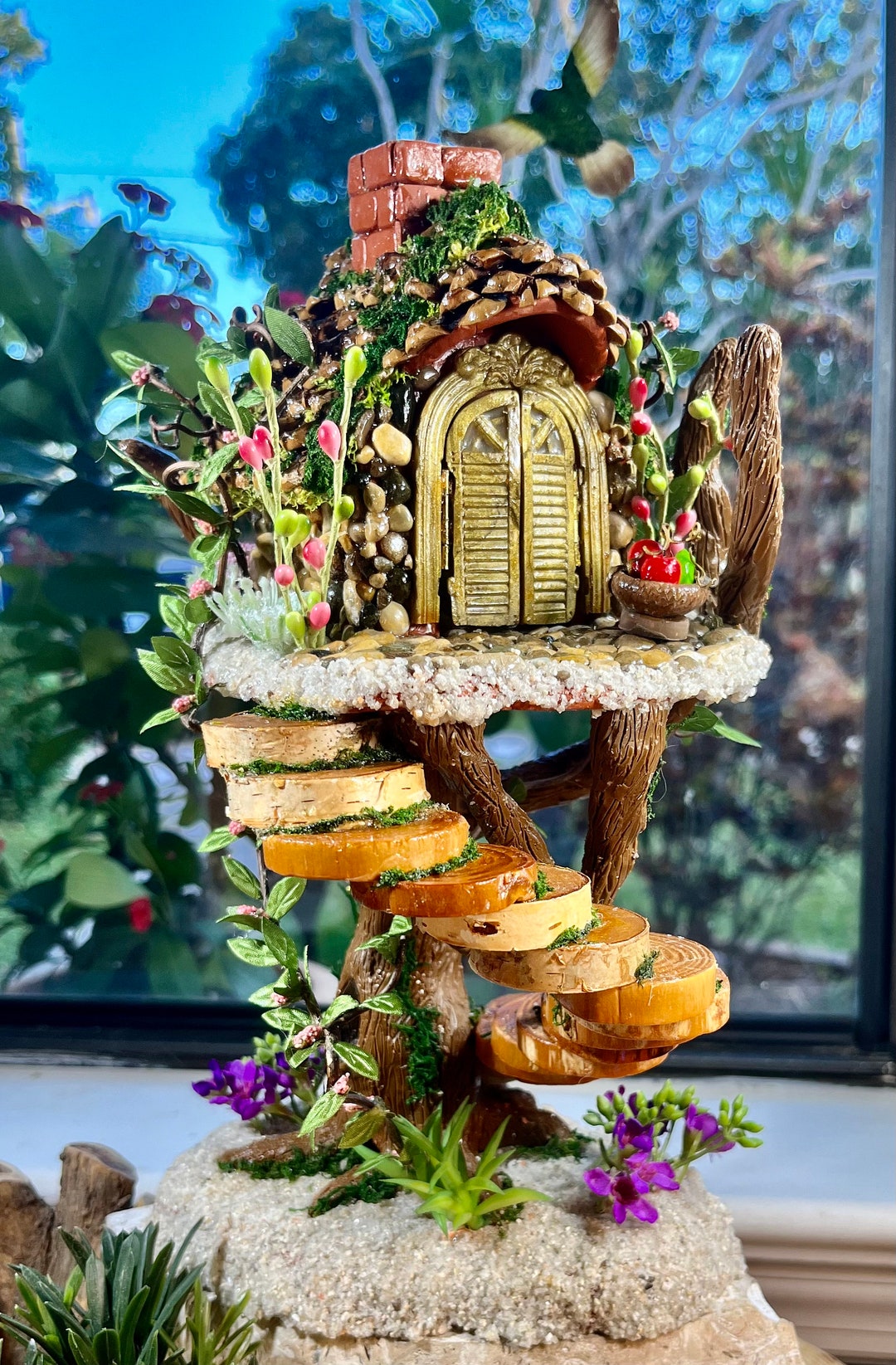 Miniature Fairy Tree House Cottage Lighted Fairy Treehouse - Etsy