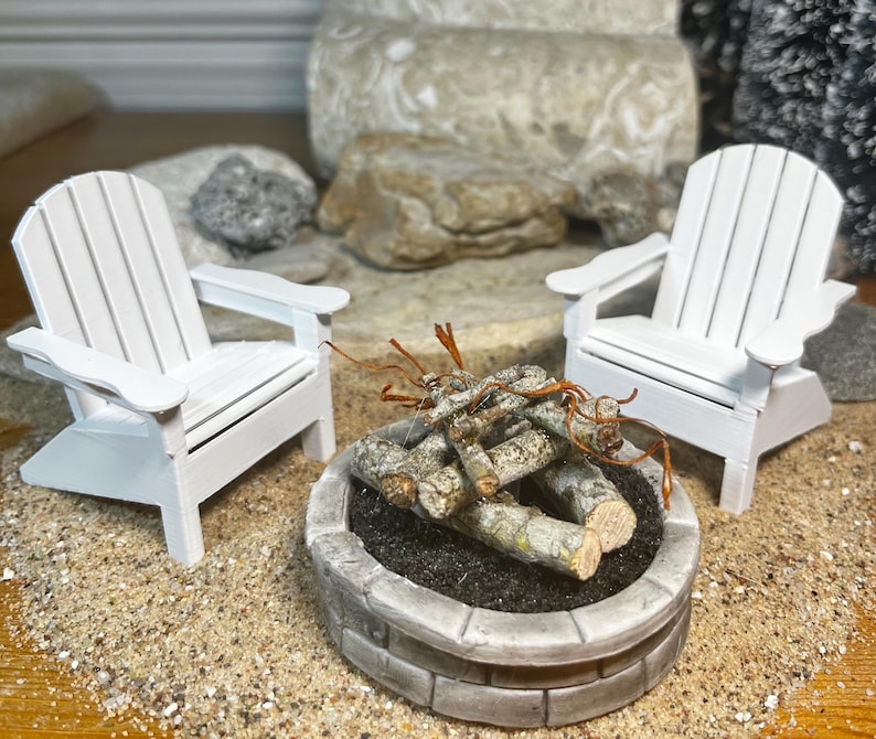 Miniature Lighted Flickering Campfire Pit: Fairy Garden Dollhouse Decor ...