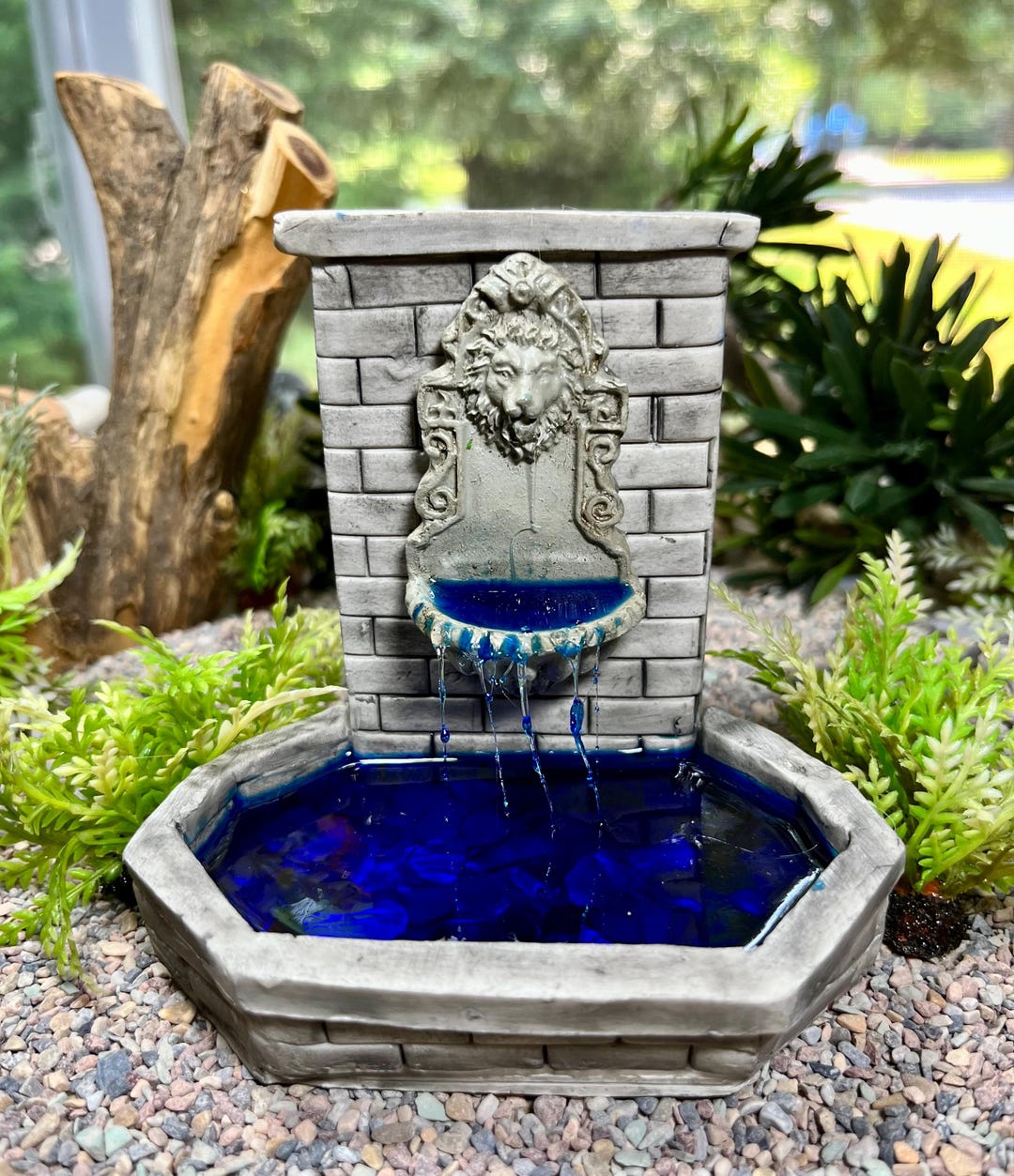 Miniature Lions Head Fountain, Fairy Garden, Dollhouse Decor, Cake ...