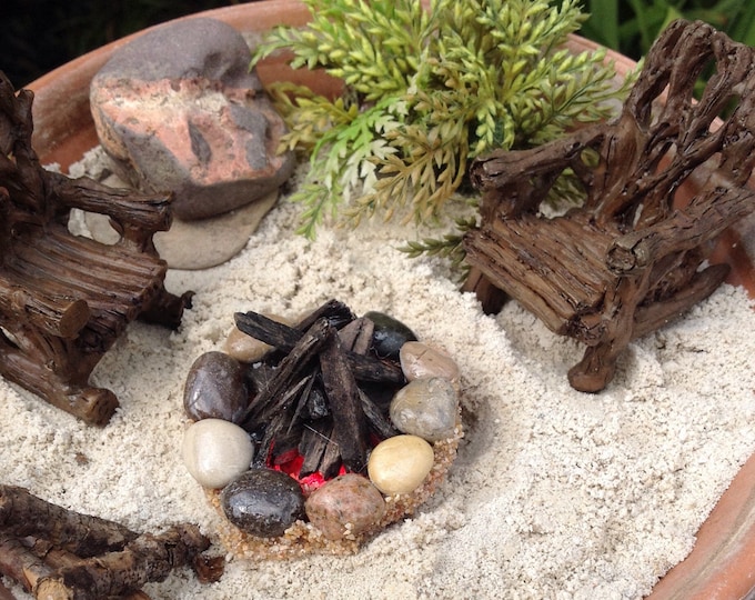 Miniature Campfire, Lighted Miniature Campfire, Fairy Garden Accessory ...