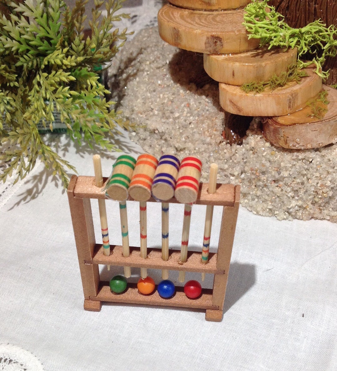 Dollhouse Miniature Croquet Set, Miniature Backyard Decoration, Gnome ...
