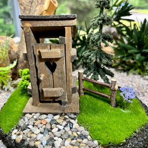 Miniature Rustic Outhouse Scene: Fairy Garden Cake Topper - Etsy