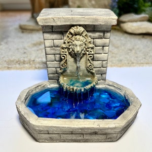 Miniature Lions Head Fountain, Fairy Garden, Dollhouse Decor, Cake ...