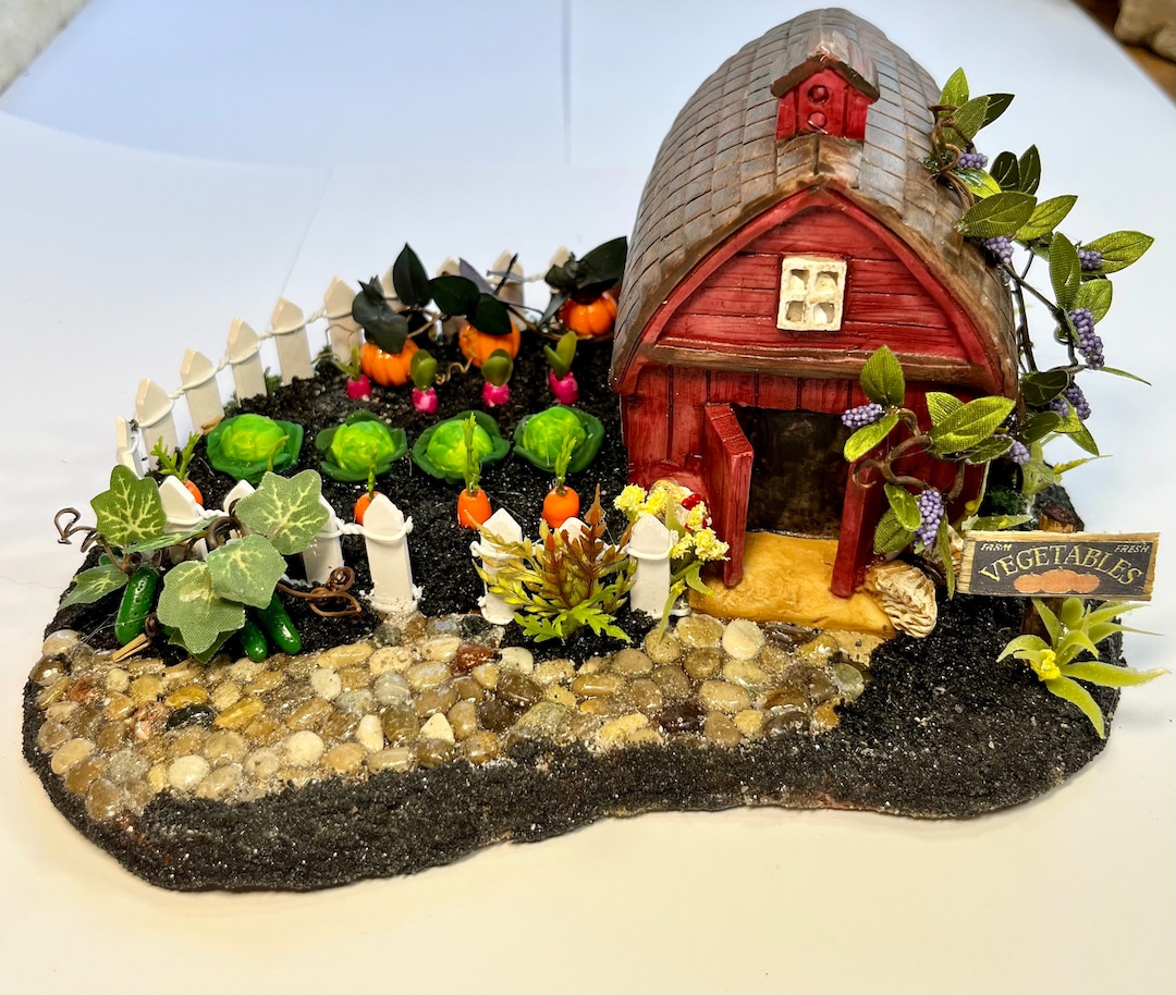 Handmade Miniature Vegetable Farm With Barn and Garden - Etsy