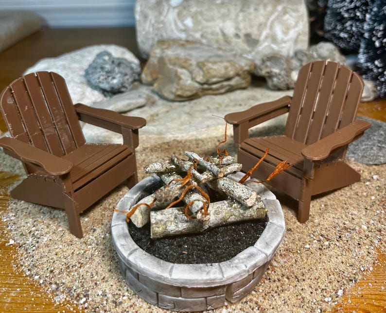 Miniature Lighted Flickering Campfire Pit: Fairy Garden Dollhouse Decor ...