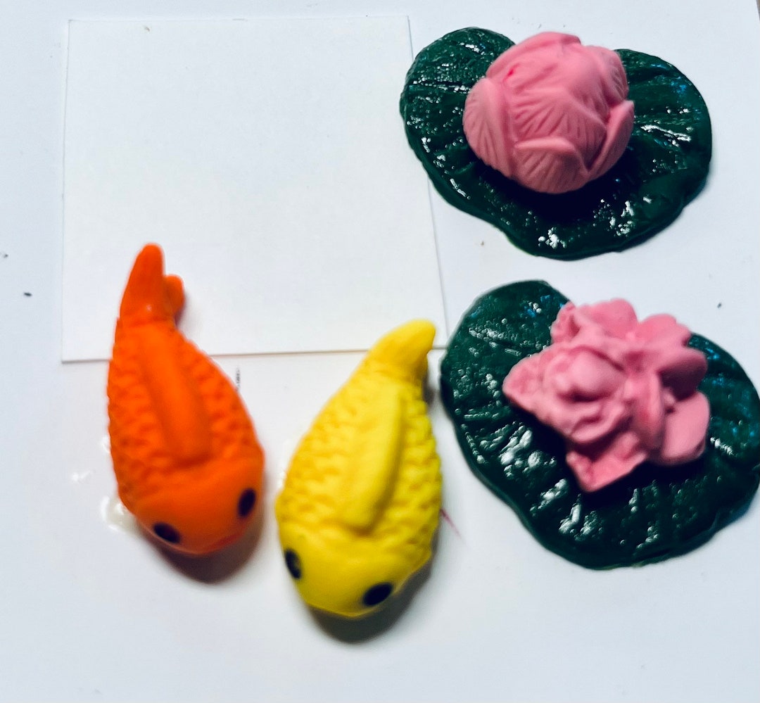 Miniature Polymer Clay Goldfish & Lily Pads: Fairy Garden Pond Decor - Etsy