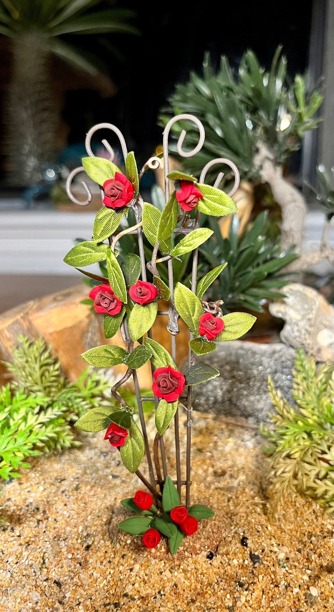 1:12 Scale Miniature Rose Vine Trellis, Dollhouse Flower Garden Trellis ...