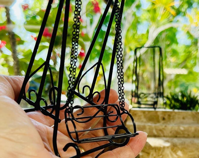 1:12 Scale Miniature Metal Swing Set, Dollhouse Yard Accessory, Fairy ...