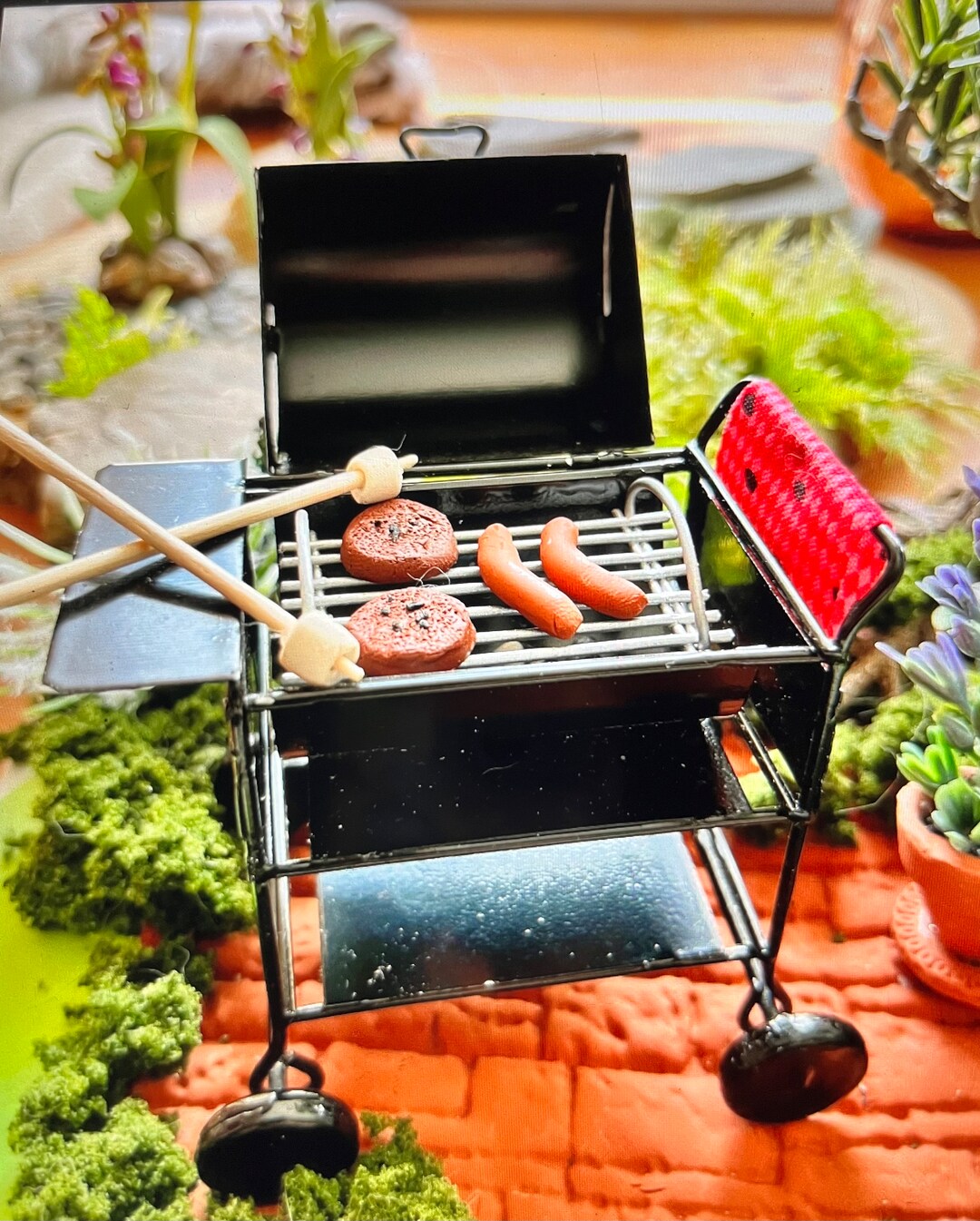 Miniature Gas Grill With Accessories, Dollhouse Gas Grill, Miniature Grill, Miniature Barbecue ...