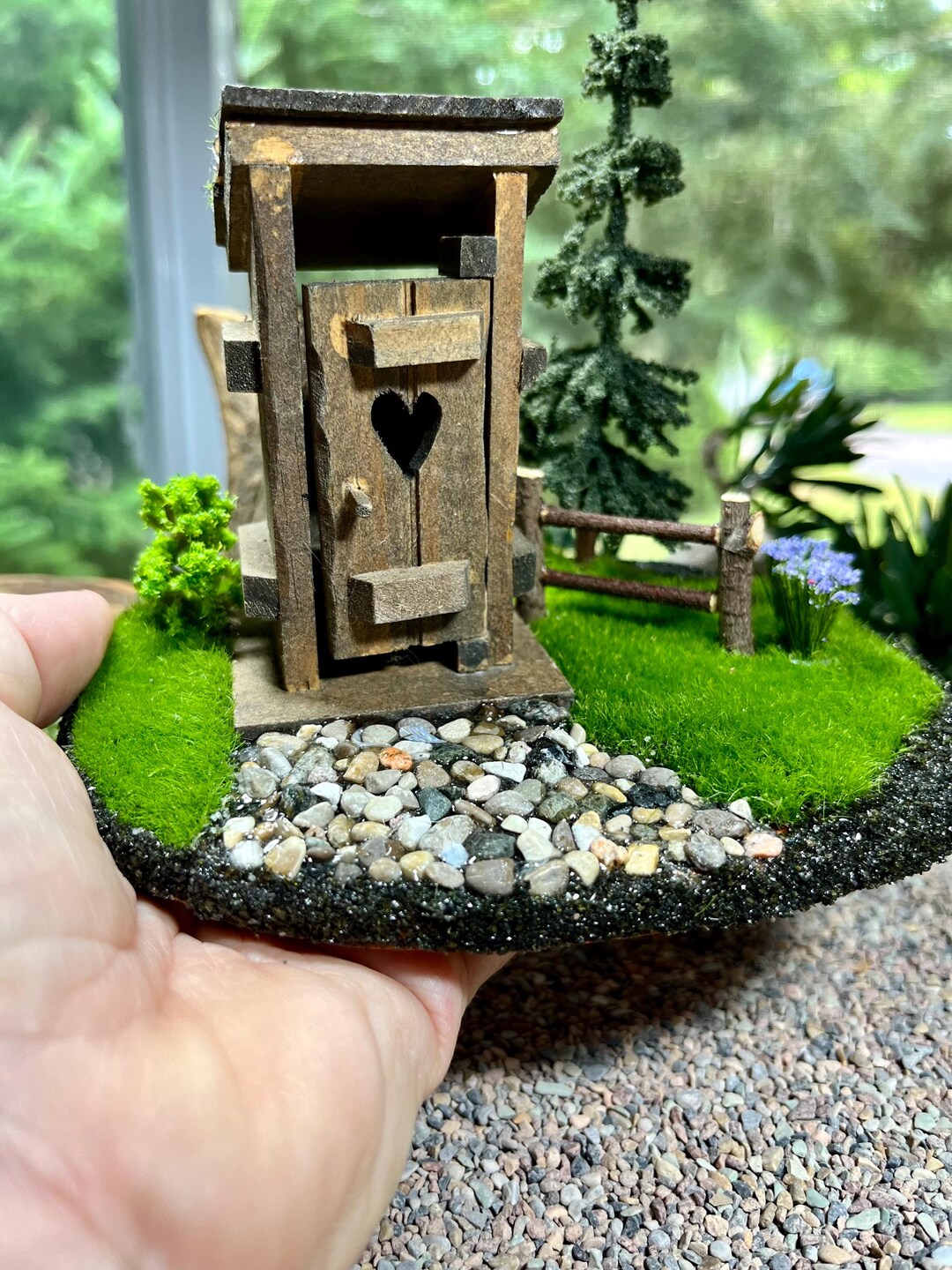 Miniature Rustic Outhouse Scene, Fairy Garden Scene, Gnome Garden Scene ...