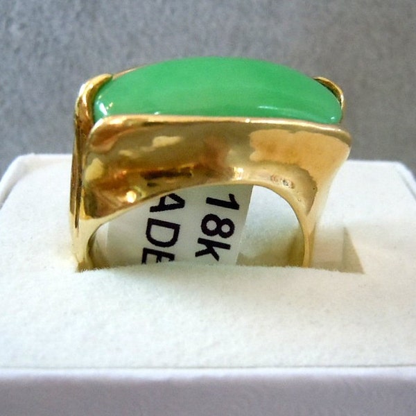 18k Gold Jade Ring - Etsy