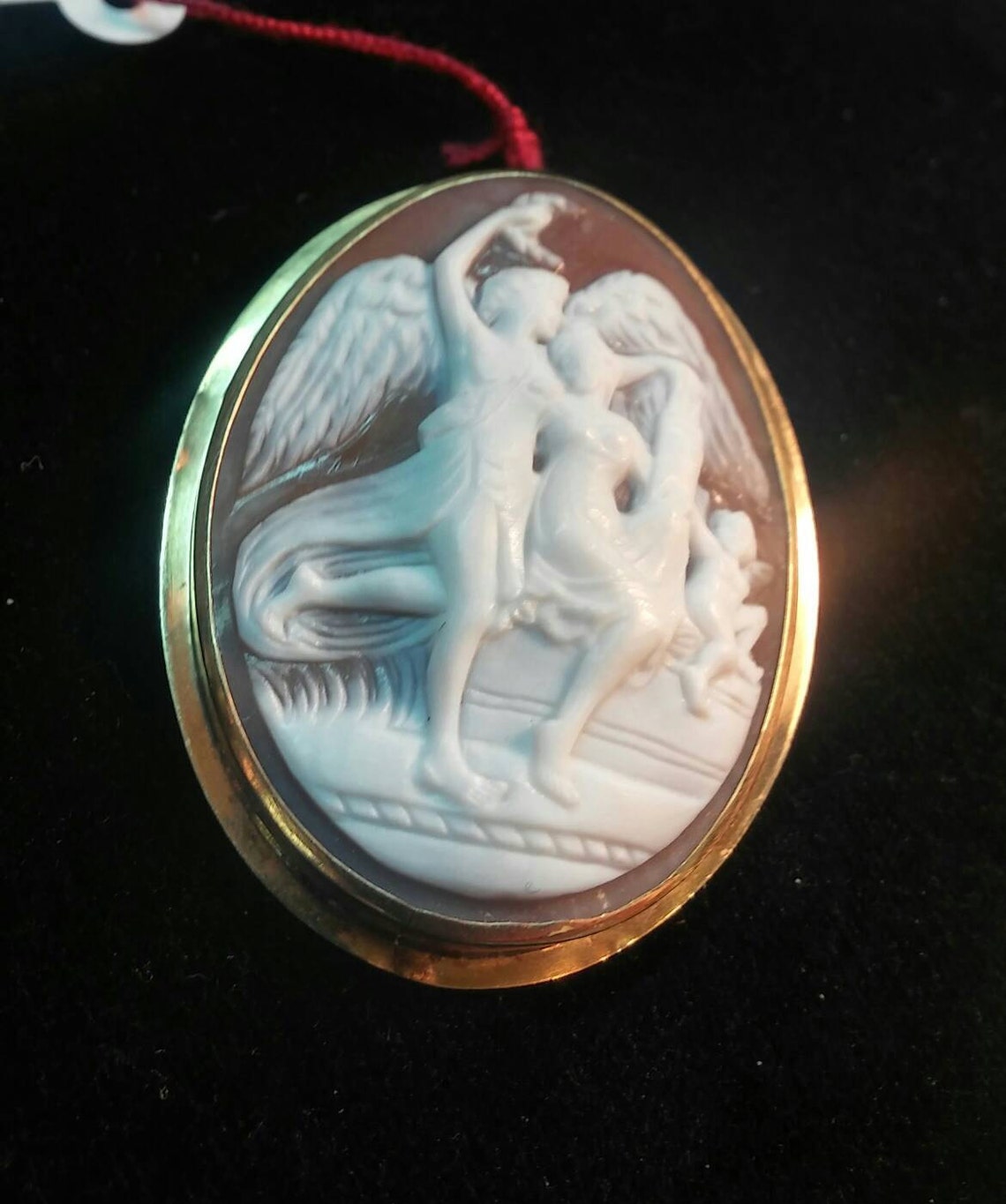 Angel 14K Gold Cameo Brooch Pin Pendant Vintage Guardian Angel Gabriel ...