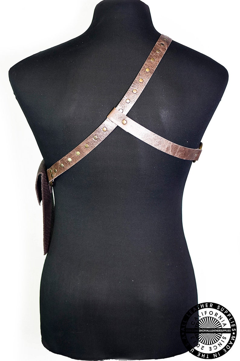 Brown Leather Harness With Phone Pocket Chest Harness Leather - Etsy
