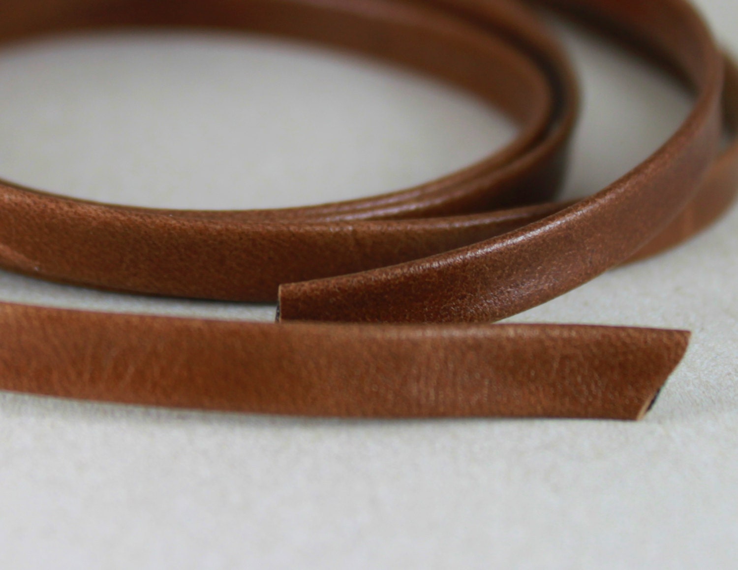 Light Brown Double Fold Flat Leather Strap 6mm (1/4 Inch) 3 Yards (108 ...