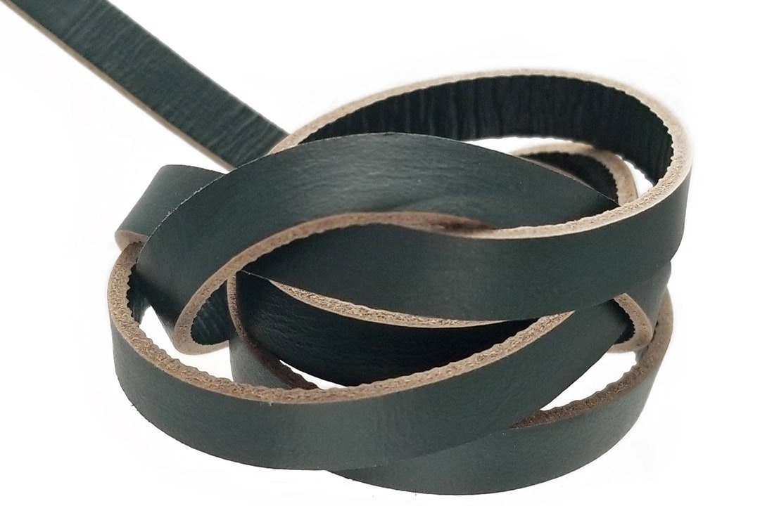 Dark Green Double Sided Flat Leather Strap Raw Cut 10mm (3/8 Inch) 3 ...