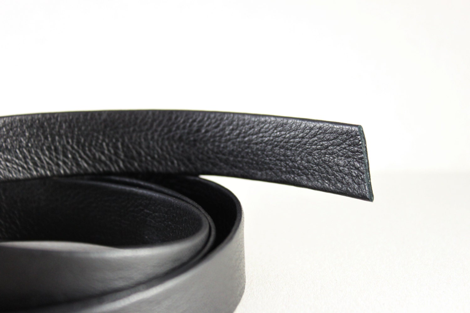 Black Double Fold Flat Leather Strap 20 Mm 3/4 Inch 3 Yards 108 Inches ...