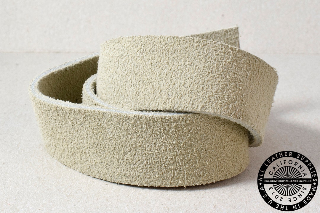Beige Suede Genuine Leather Raw Edge Cut Strap 20mm (3/4” Inch) 3 Yards ...