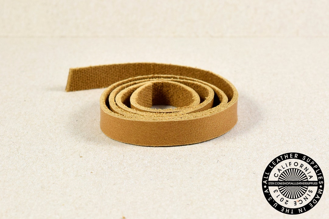 Dark Beige Single Sided Flat Leather Strap Raw Cut 6mm (1/4" Inch) 3 ...