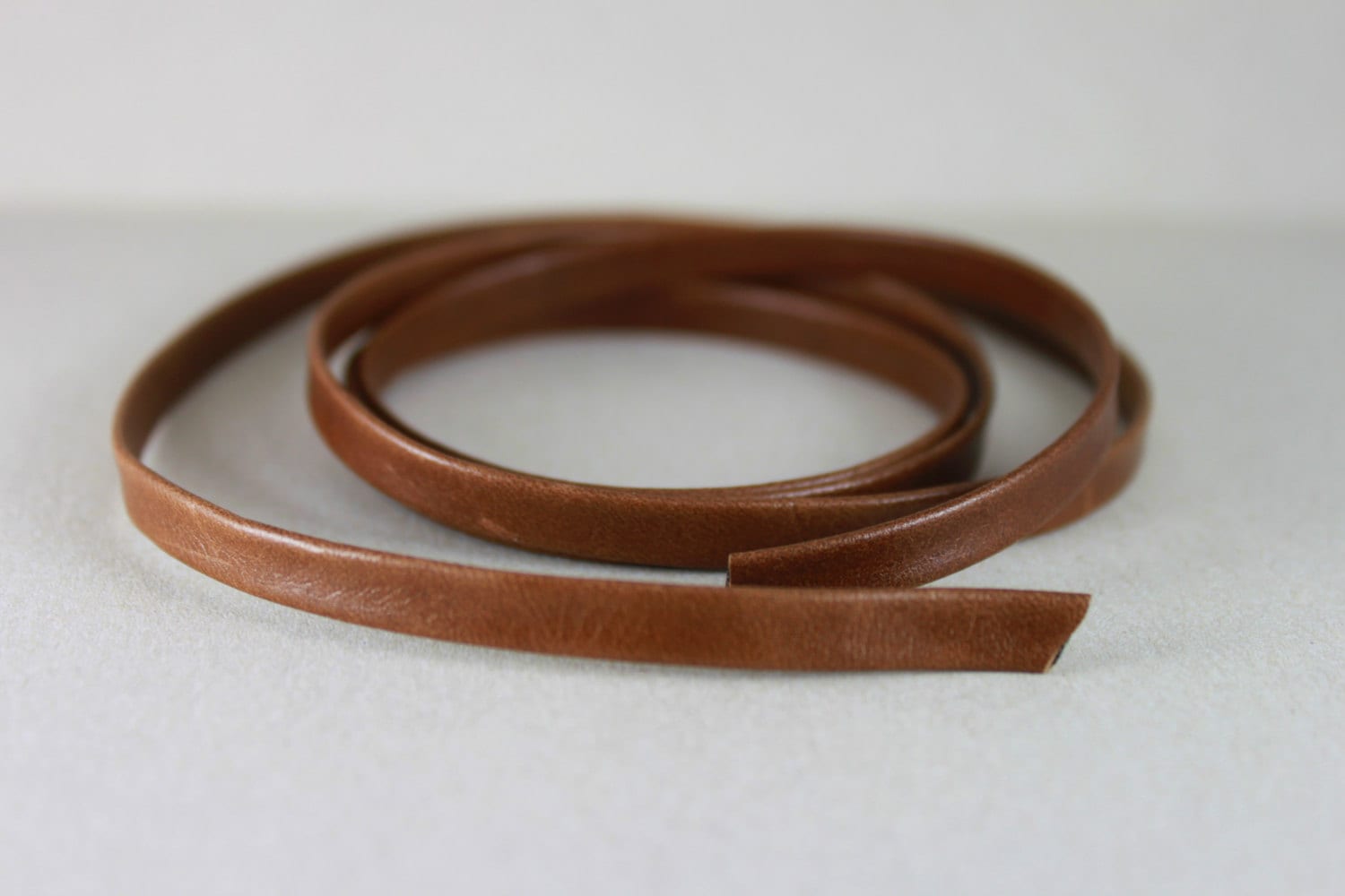 Light Brown Double Fold Flat Leather Strap 6mm (1/4 Inch) 3 Yards (108 ...