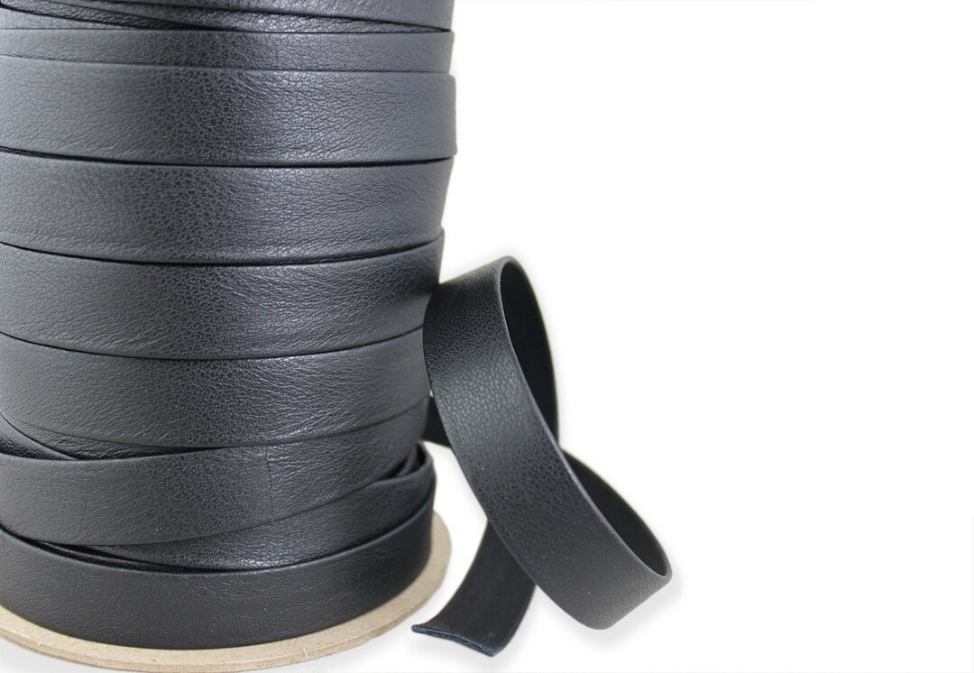 Black Double Folded Flat Leather Strap 20 Mm (3/4 Inch) 20 YARDS (1162W ...