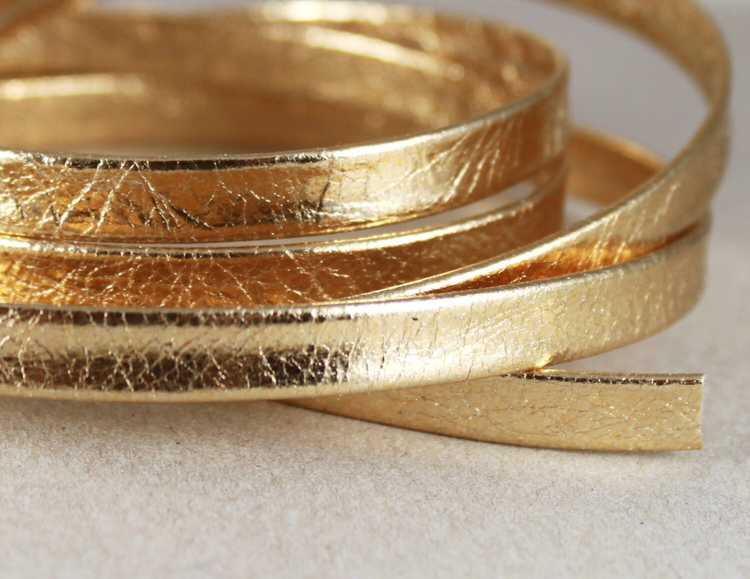 Metallic Gold Genuine Leather Folded Strap 6 Mm 1/4 Inch 3 - Etsy