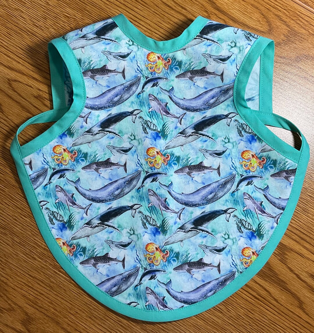 Ocean Sea Creatures Reversible Bib Apron Bapron - Etsy