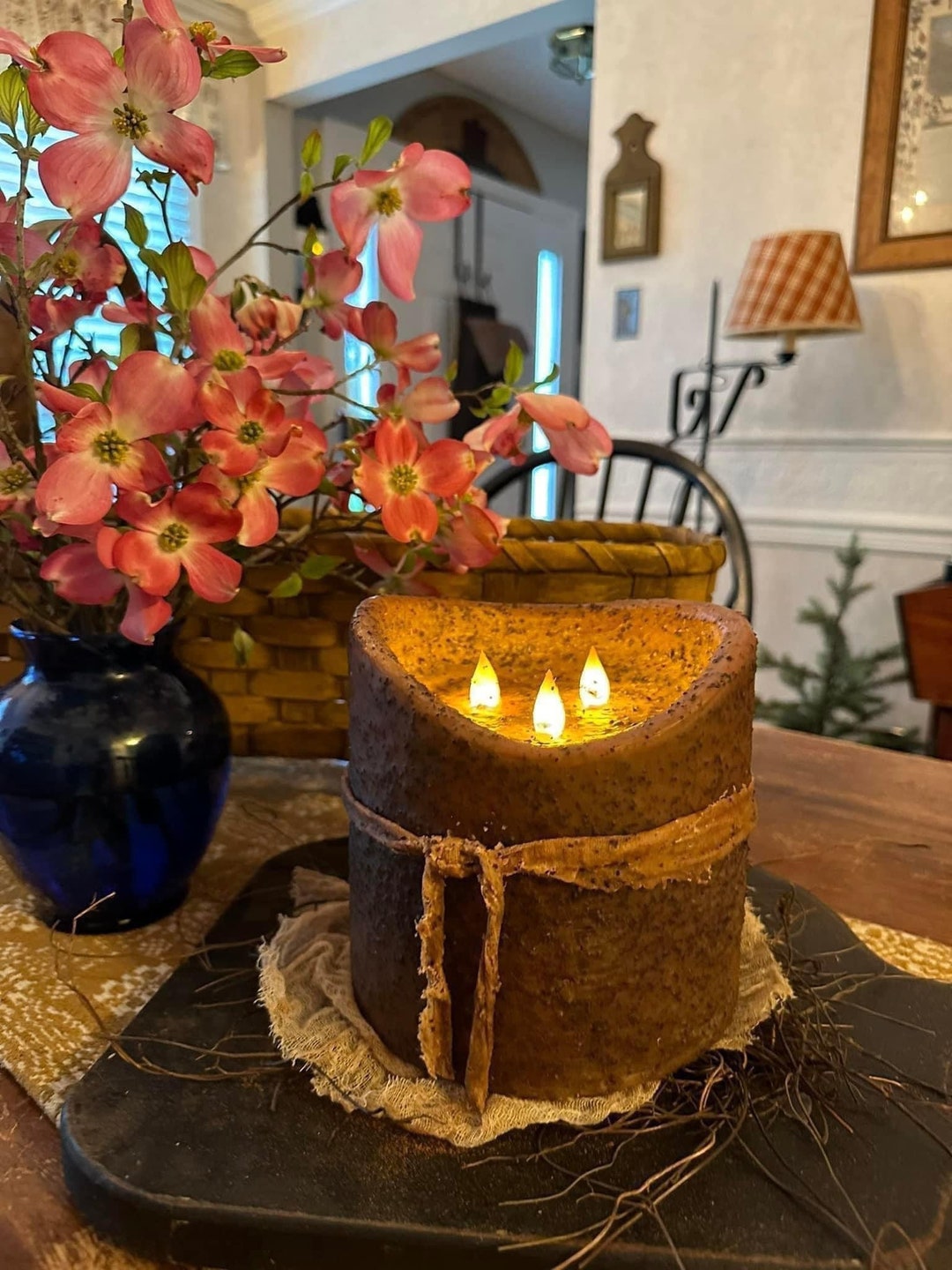 Primitive Flameless 3 Wick Candle - Etsy