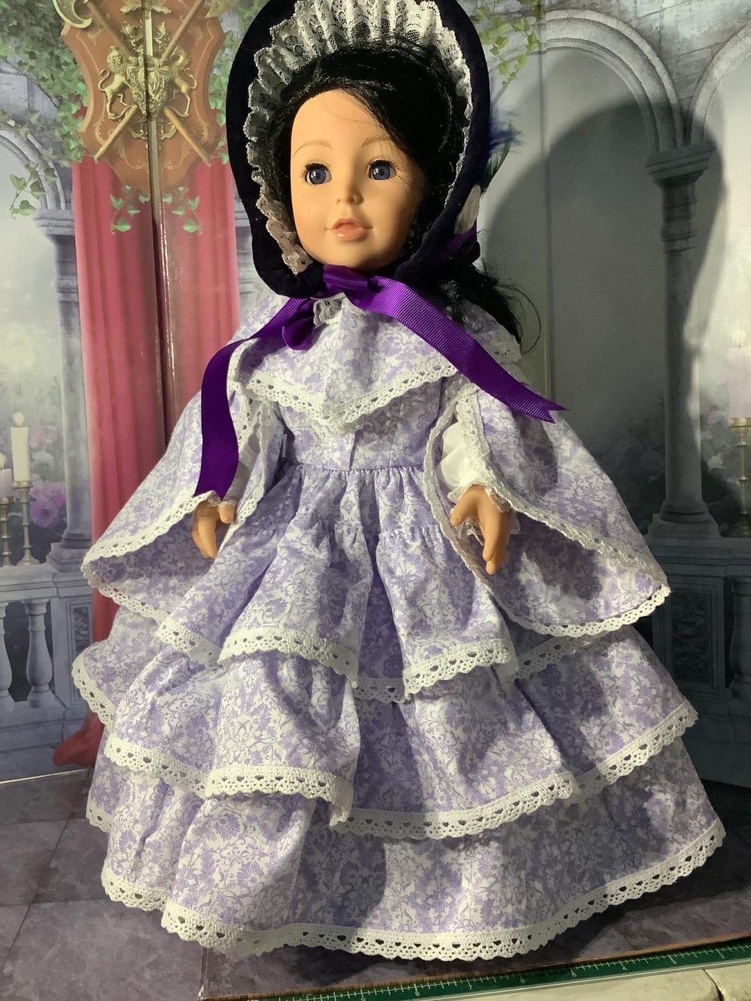 1850s Doll Dress Set: Pelerine, Bonnet, Petticoat - Fits 18 Inch Doll ...