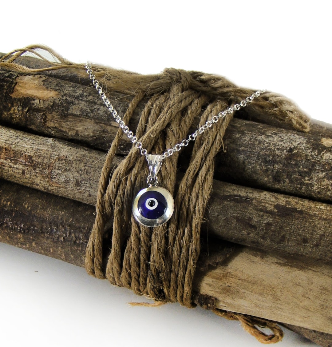 Blue Evil Eye Necklace, Sterling Silver, Greek Mati Jewelry Gift - Etsy