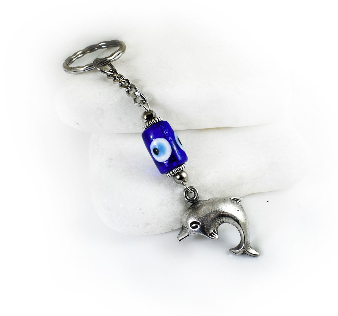 Evil Eye Keychain Keyring With Blue Glass Eye Bead and Metal | Etsy