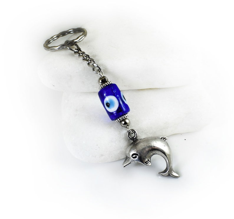 Evil Eye Keychain Keyring With Blue Glass Eye Bead and Metal | Etsy