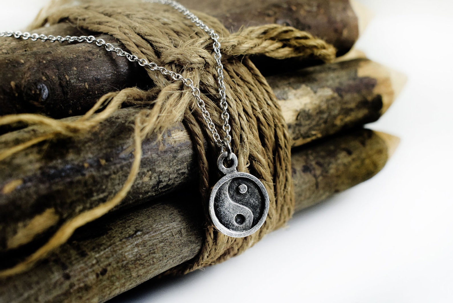 Yin Yang Pendant Necklace on Stainless Steel Chain, Yoga Spiritual ...