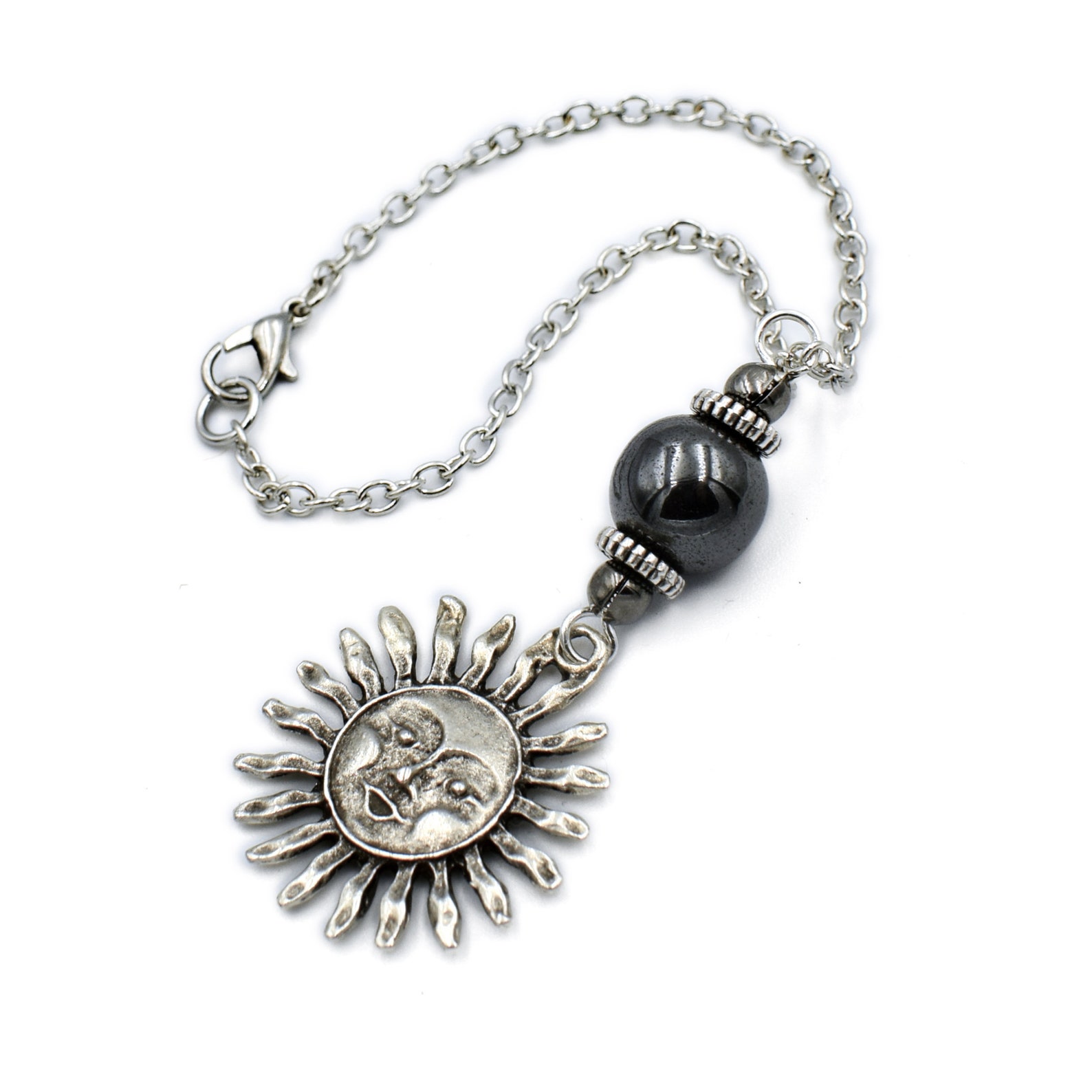 Car Rear View Mirror Charm Hanging, Hematite Bead, Sun Auto Hanger ...