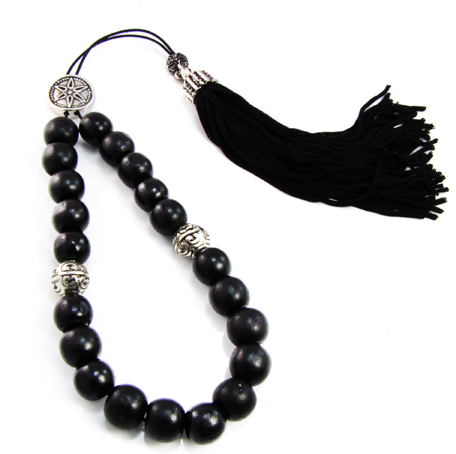 Black Greek Komboloi Worry Beads Wooden Black Beads With - Etsy