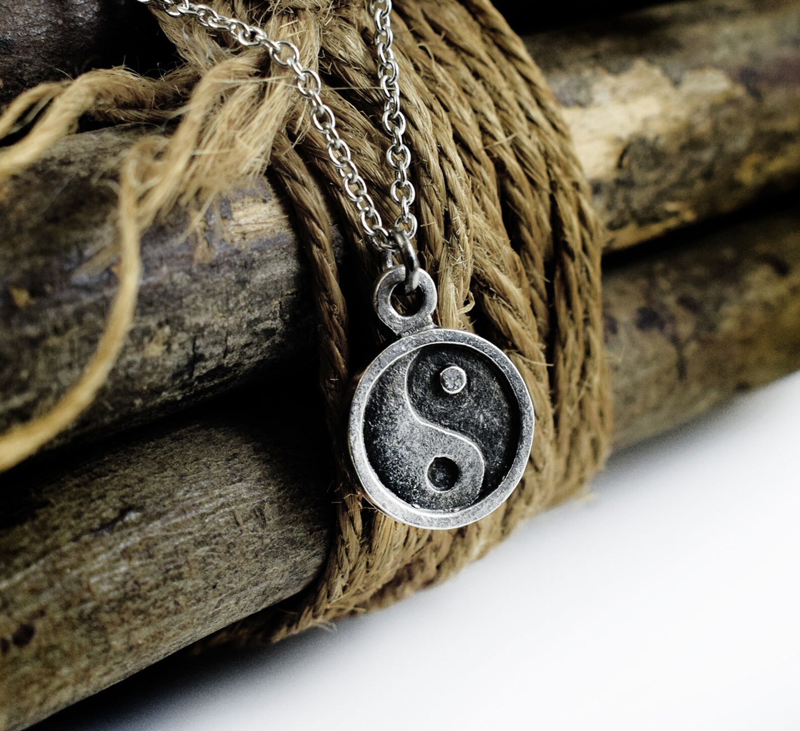 Yin Yang Pendant Necklace on Stainless Steel Chain, Yoga Spiritual ...