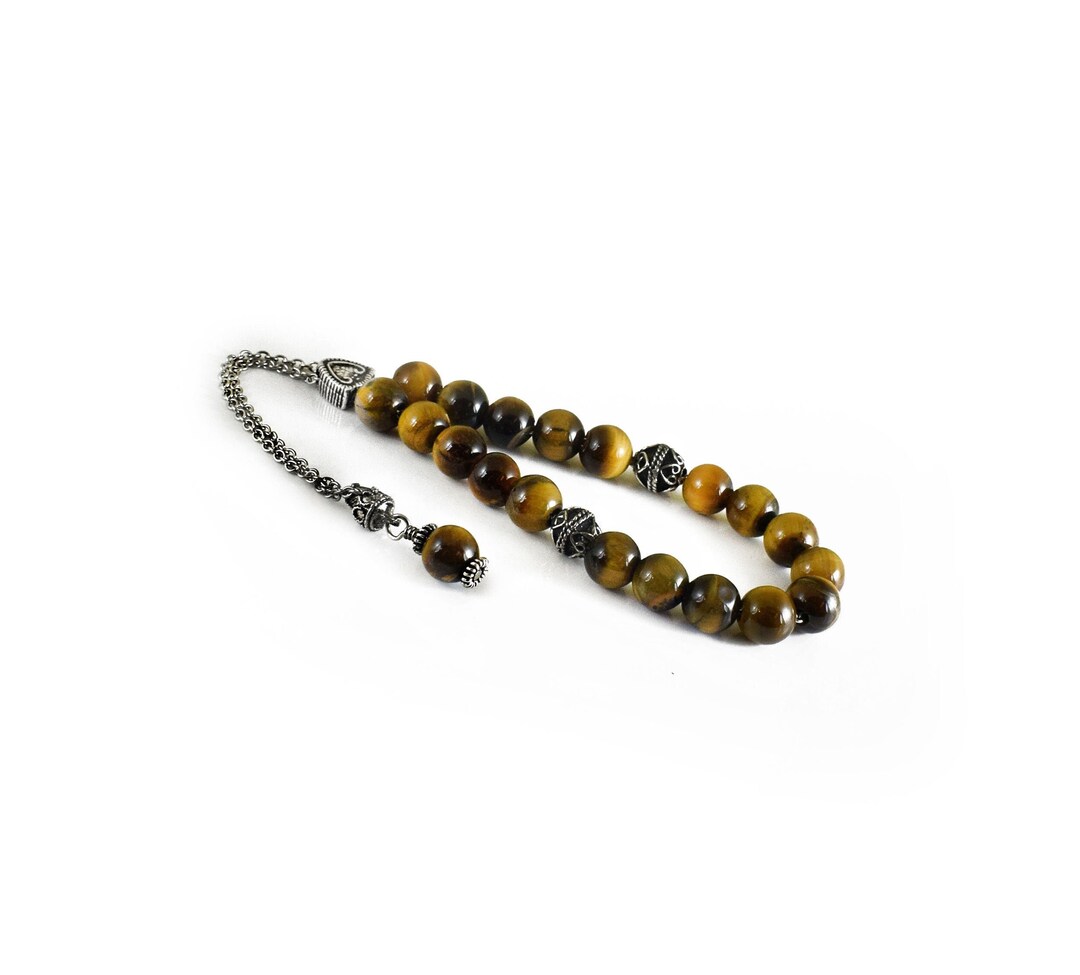 Tiger Eye Komboloi, Worry Beads on Chain - Etsy