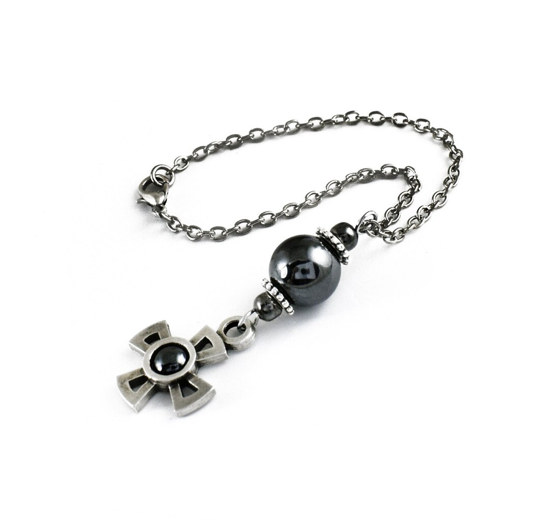 Hematite Bead Christian Cross Car Mirror Hanger - Etsy