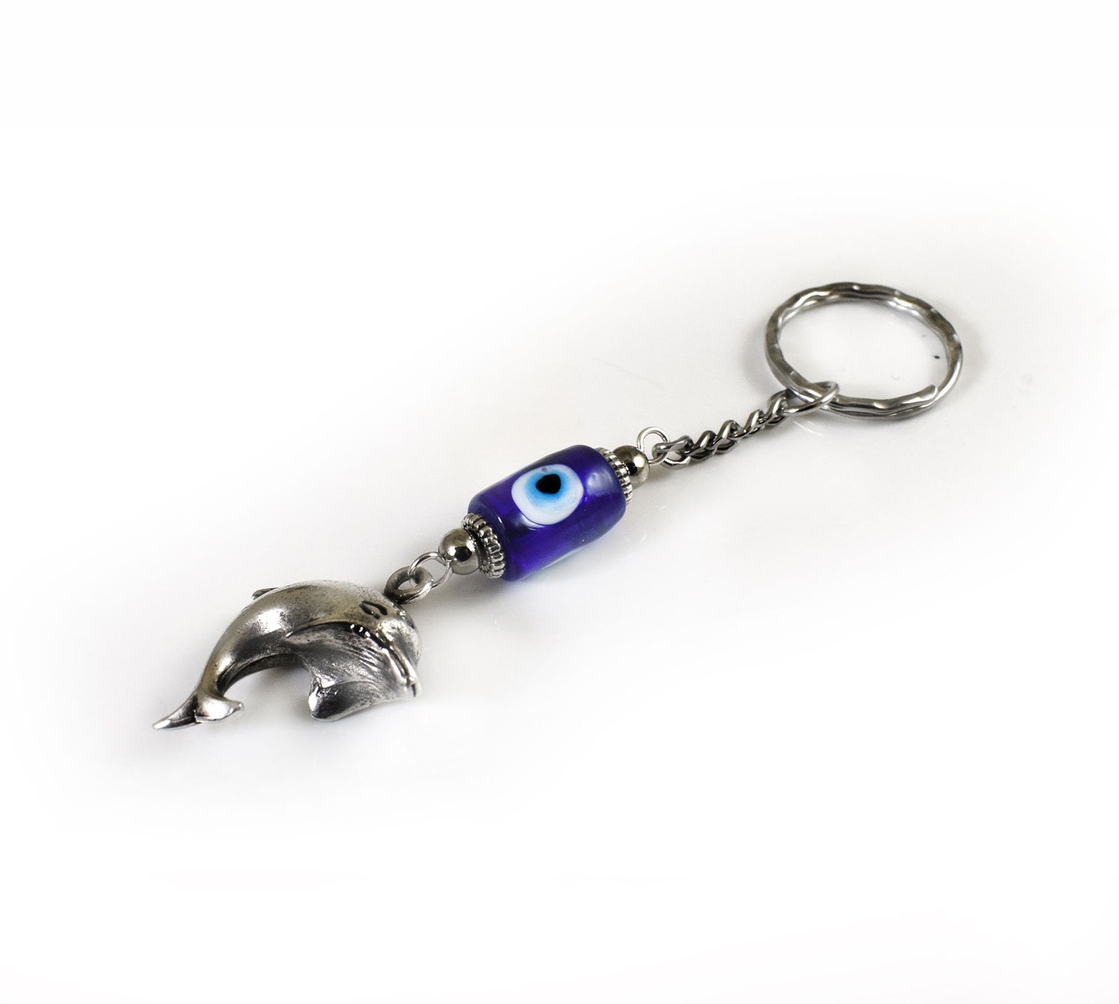 Evil Eye Keychain Keyring With Blue Glass Eye Bead and Metal | Etsy