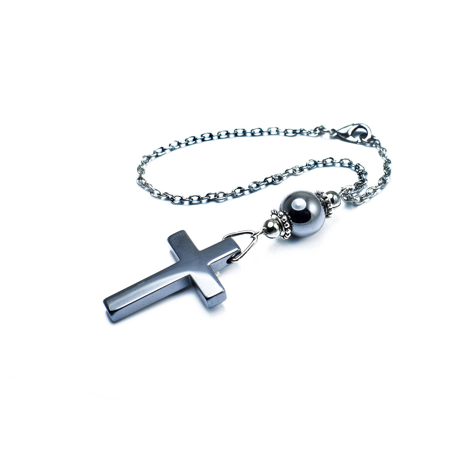 Rearview Mirror Charm Hematite Christian Cross Car Dangler - Etsy