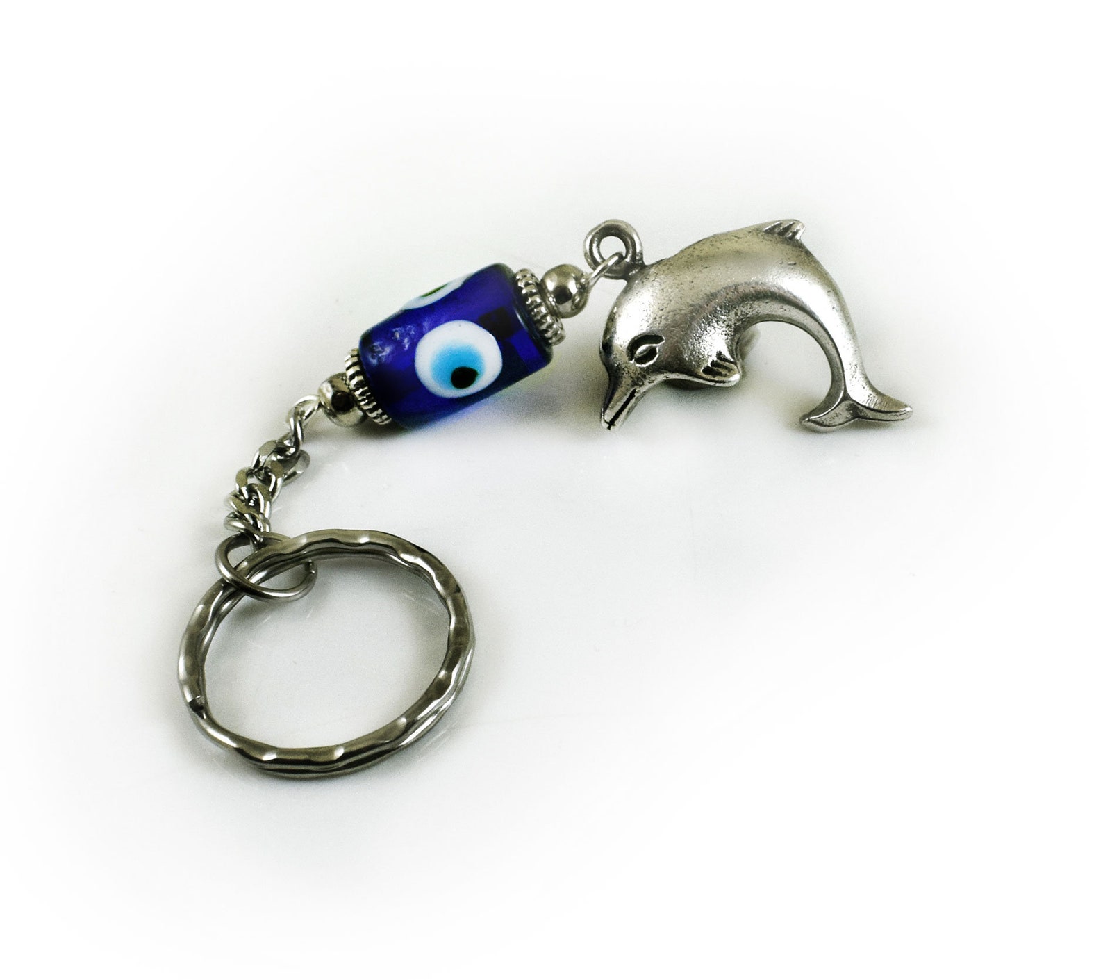 Evil Eye Keychain Keyring With Blue Glass Eye Bead and Metal | Etsy