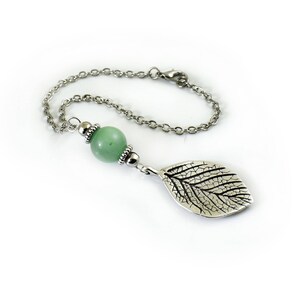 Car Mirror Charm, Car Accessories, Silver Tone Leaf Charm, Car Dangler ...