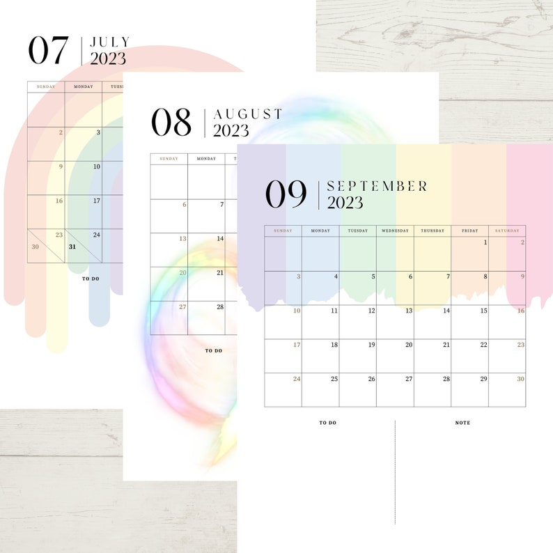 Printable Rainbow Monthly Planner *** DIGITAL DOWNLOAD ONLY*** - Etsy