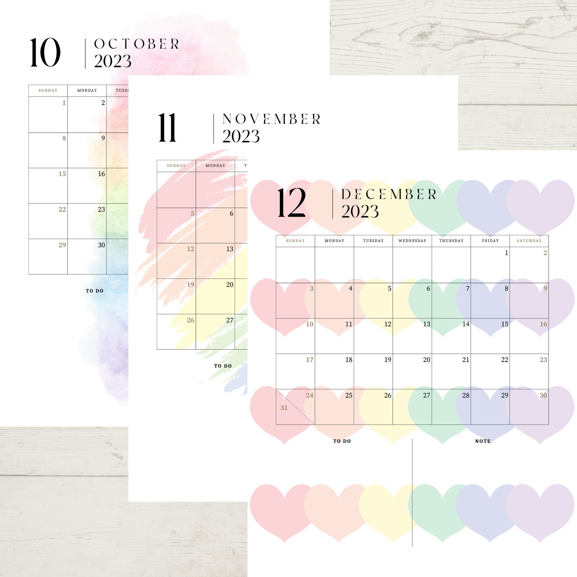 Printable Rainbow Monthly Planner *** DIGITAL DOWNLOAD ONLY*** - Etsy