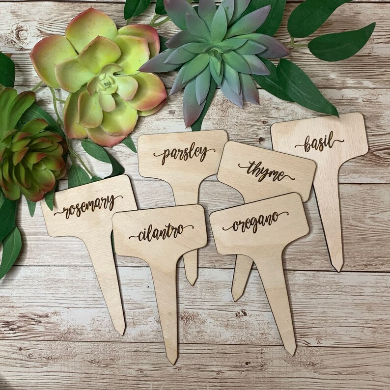 Plant Stake Herb Plant Stake Wooden Plant Stake Plant - Etsy