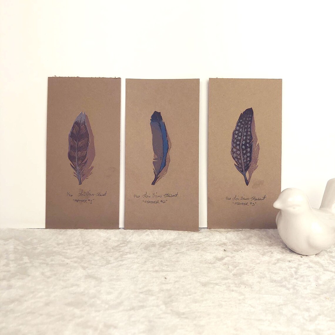 Feather 3,bird Feather,print,printmaking,linocut Print,polka Dot,brown ...