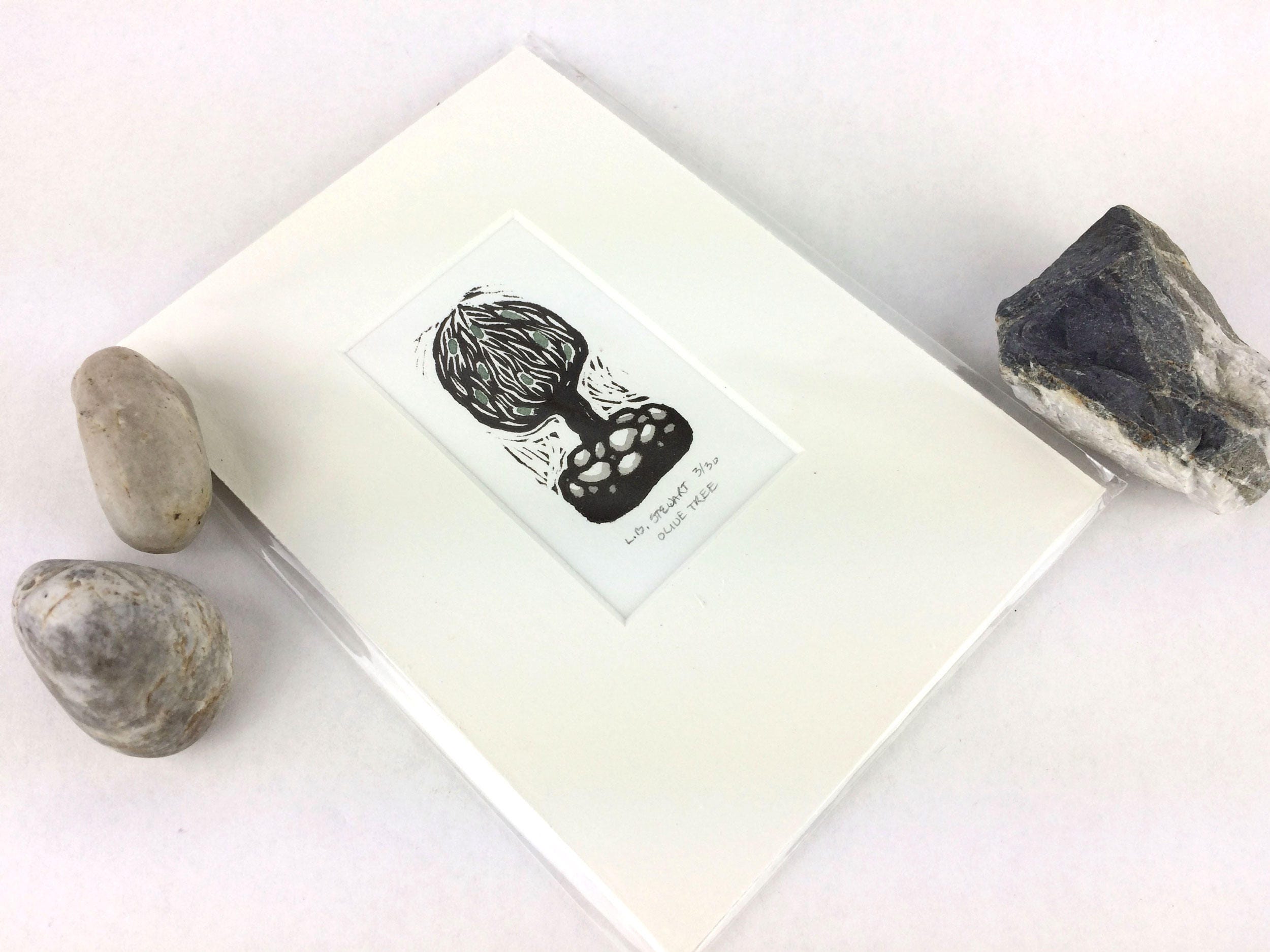 OLIVE TREE Original Linocut Kitchen Artwork Olive Tree With Rocks at ...