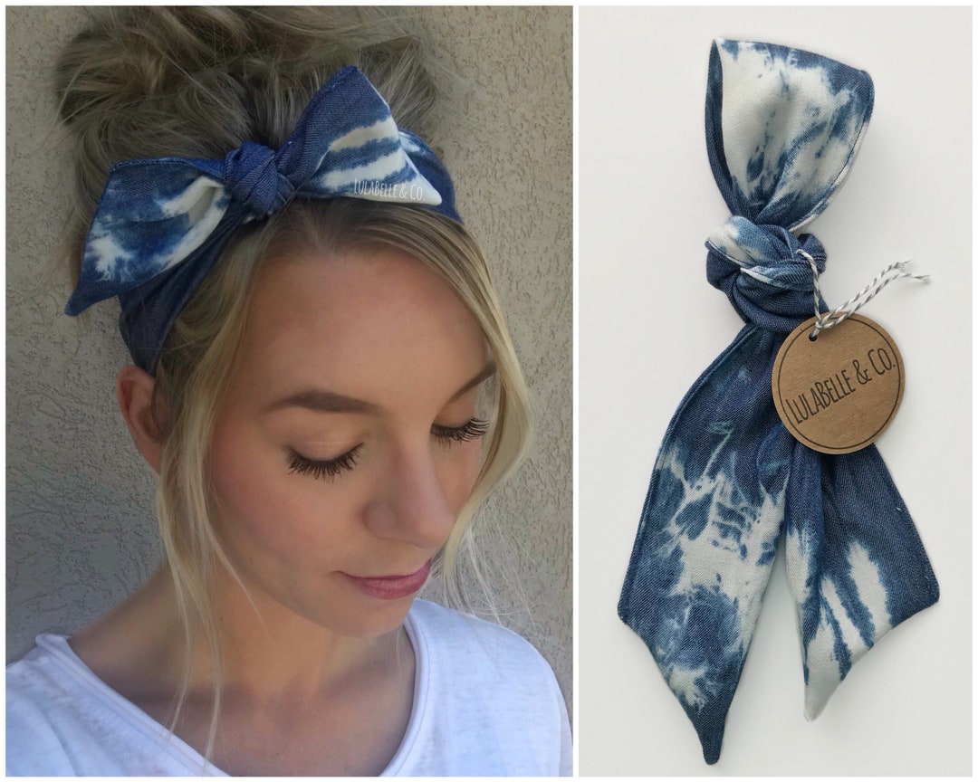 Hair Scarf / Acid Wash / Chambray Denim / Head Scarf / Hair Wrap ...