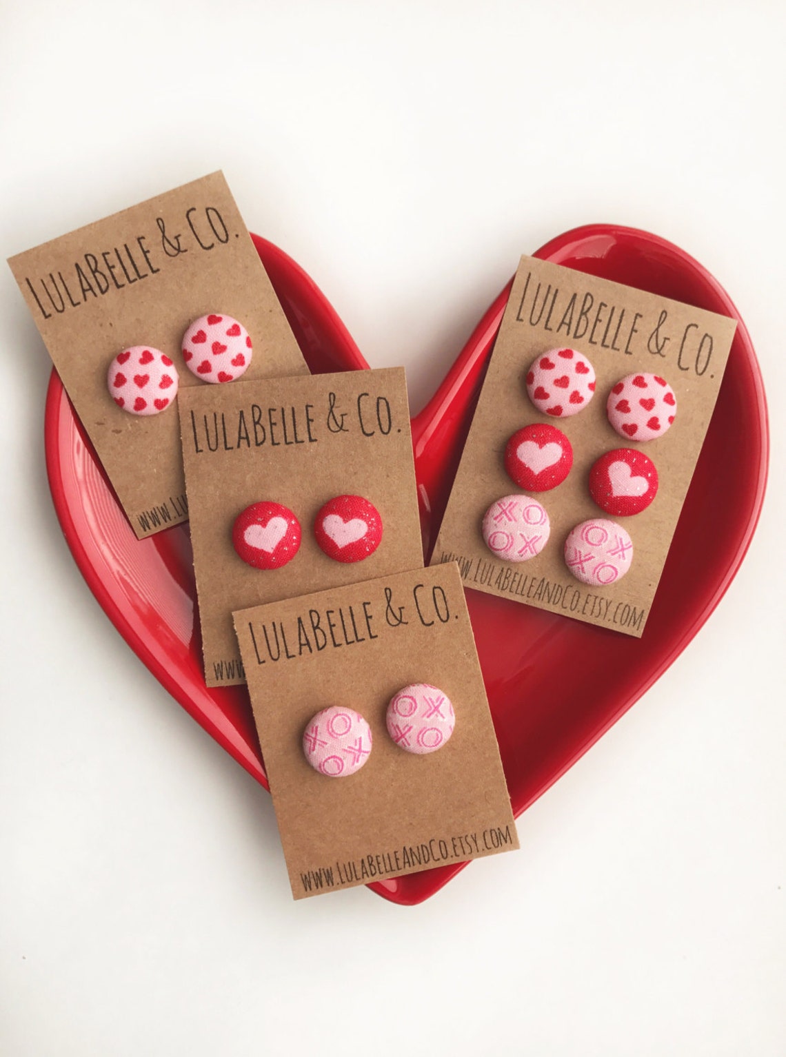 Button Earrings / Glitter Heart Button Earring - Etsy