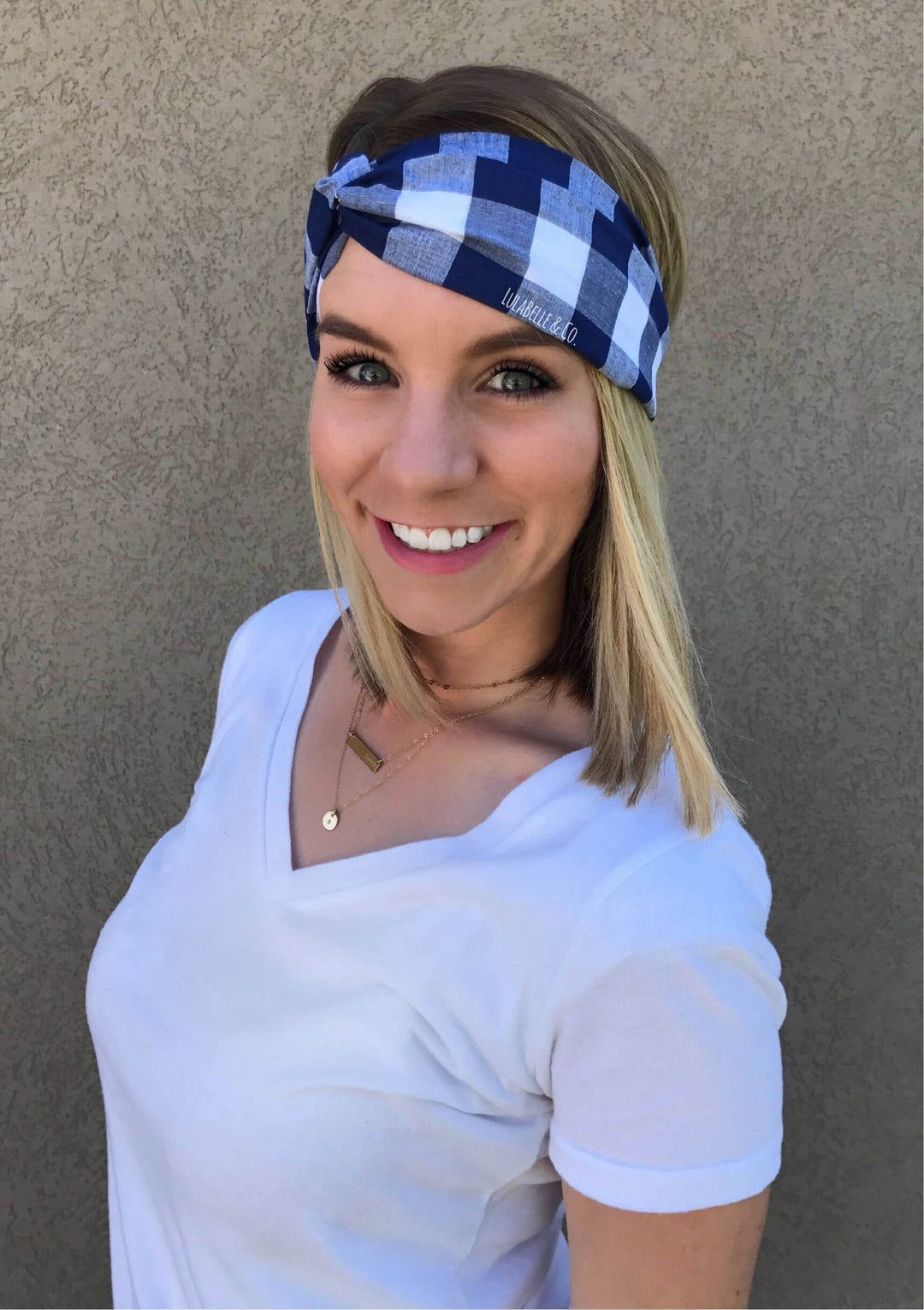Turban Headband // Navy Gingham Turban Twist Headband // Checkered ...