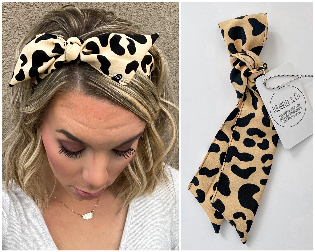 Hair Scarf / Custard Leopard / Ivory Yellow / Cheetah Animal Print ...